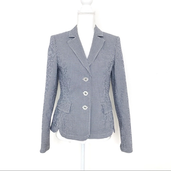 Basler | Jackets & Coats | Basler Checkered Blazer White Navy | Poshmark
